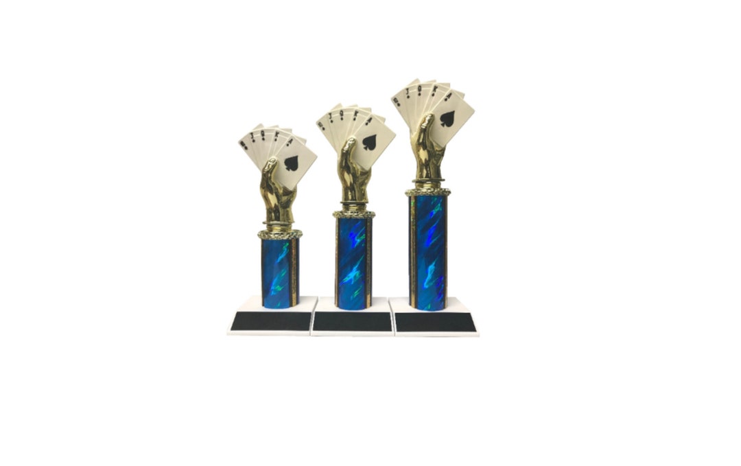 Texas Hold'em Poker Trophy Trophies 1st 2nd 3rd Place Tournament Cards ...