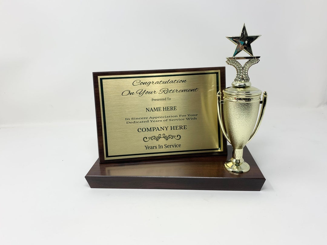 Plaque Customized Retirement Freestanding 8x7x4 Plaque, Plate is 7x5 ...