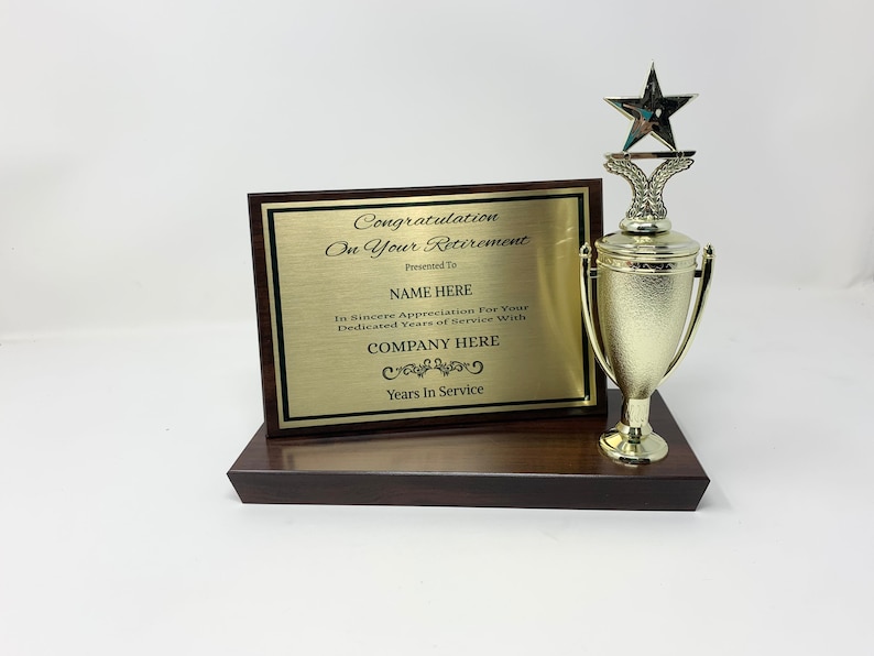 Plaque Customized Retirement Freestanding 8x7x4 Plaque, Plate is 7x5 ...