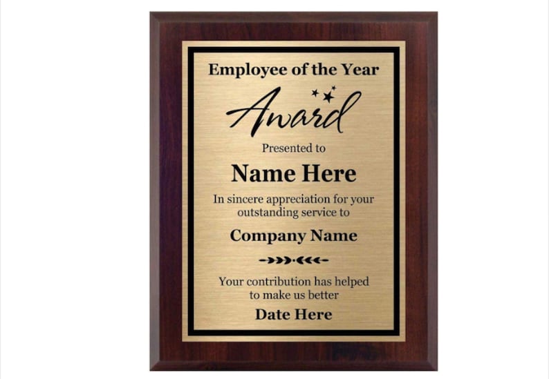 Customized Employee of the year Plaque 8X6 Personalized Gift | Etsy