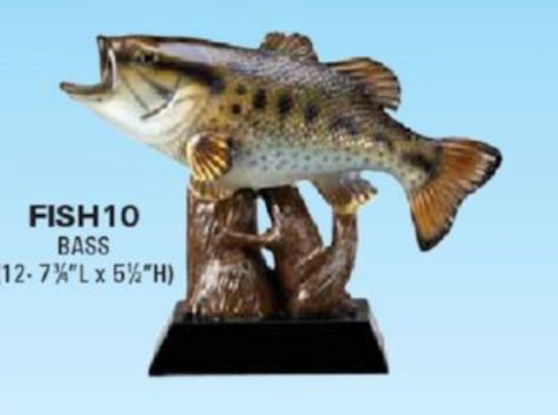 Fishing Award Trophy Resin BASS Figure in Color With Your | Etsy