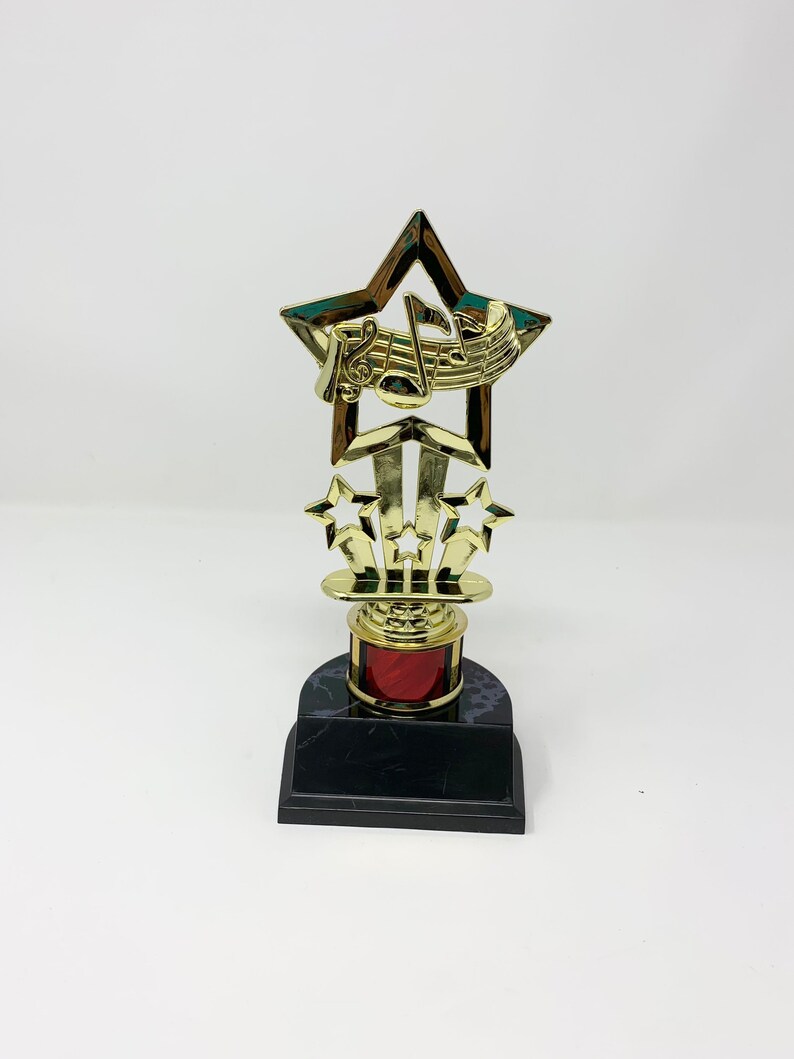 Trophy, Music Note Stars Trophy With up to 3 Lines of Custom Text, 8.5 ...