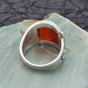 Red Agate Mens Ring,signet Men's Ring 925 Sterling Silver,agate Mens ...