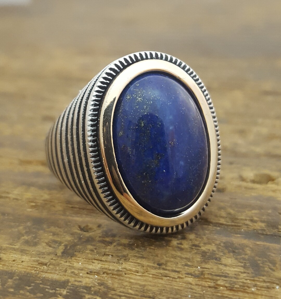 Lapis Lazuli Men's Ring,handmade 925K Sterling Silver Mens Ring With ...