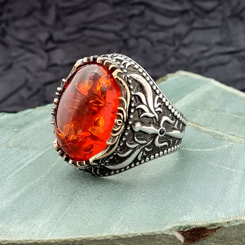 Mens Amber Ring - Etsy