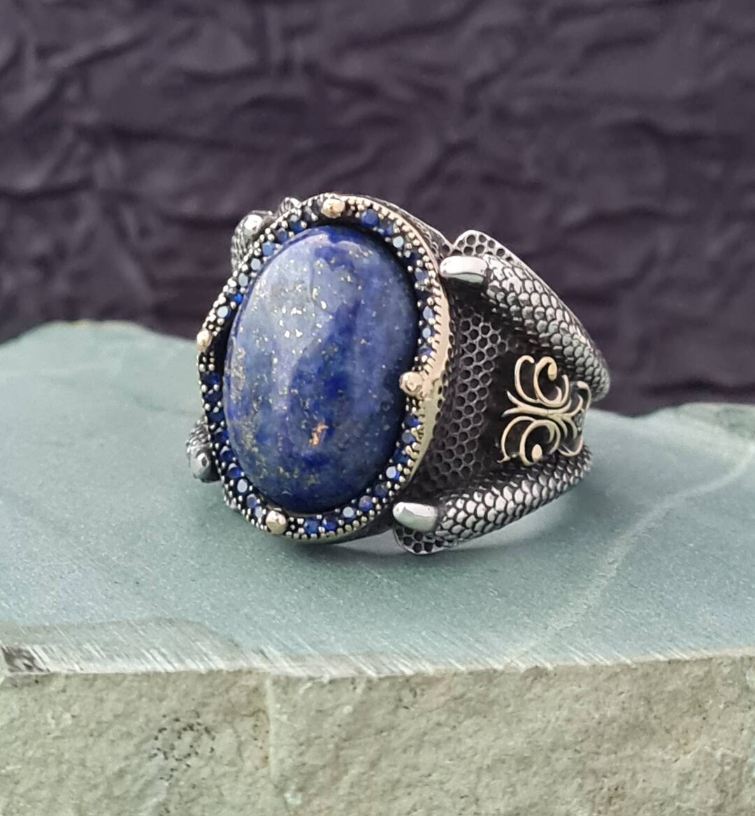 Lapis Lazuli Men's Ring,handmade 925K Sterling Silver Men Ring With ...