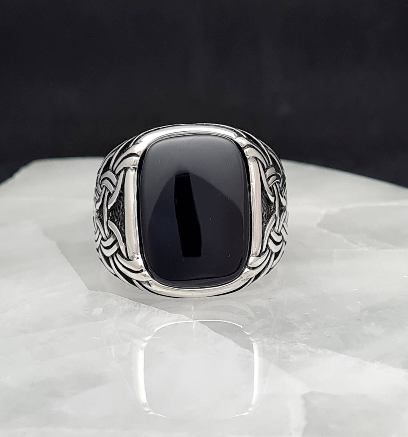 Black Onyx Men's RingHandmade 925K Sterling Silver Mens | Etsy