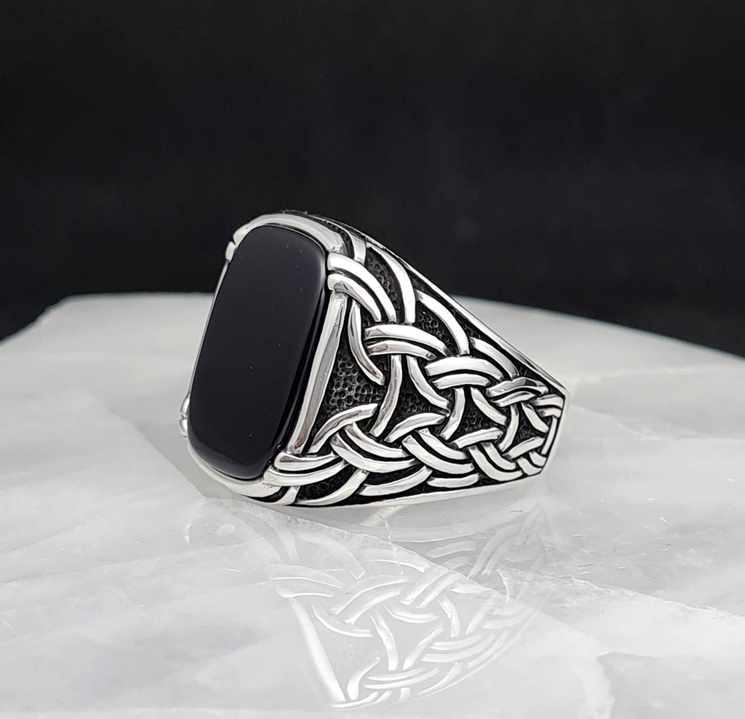 Black Onyx Men's RingHandmade 925K Sterling Silver Mens | Etsy