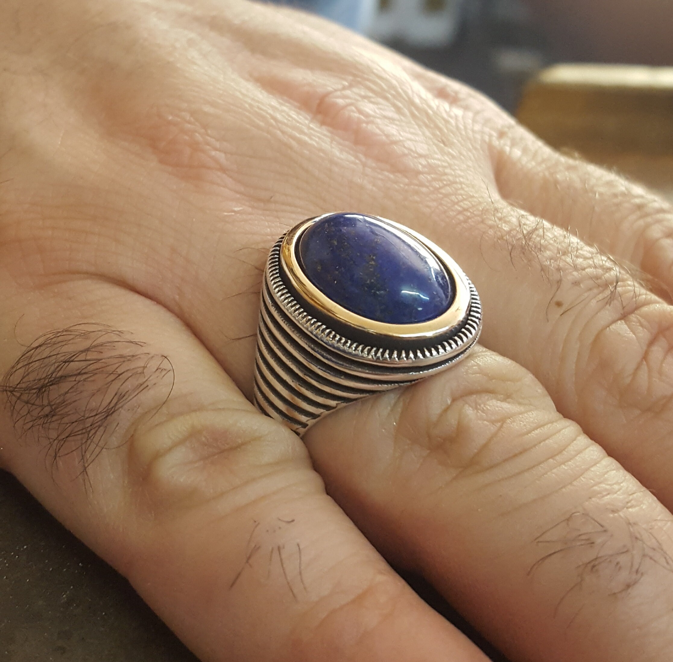 Lapis Lazuli Men's RingHandmade 925K Sterling Silver Mens | Etsy