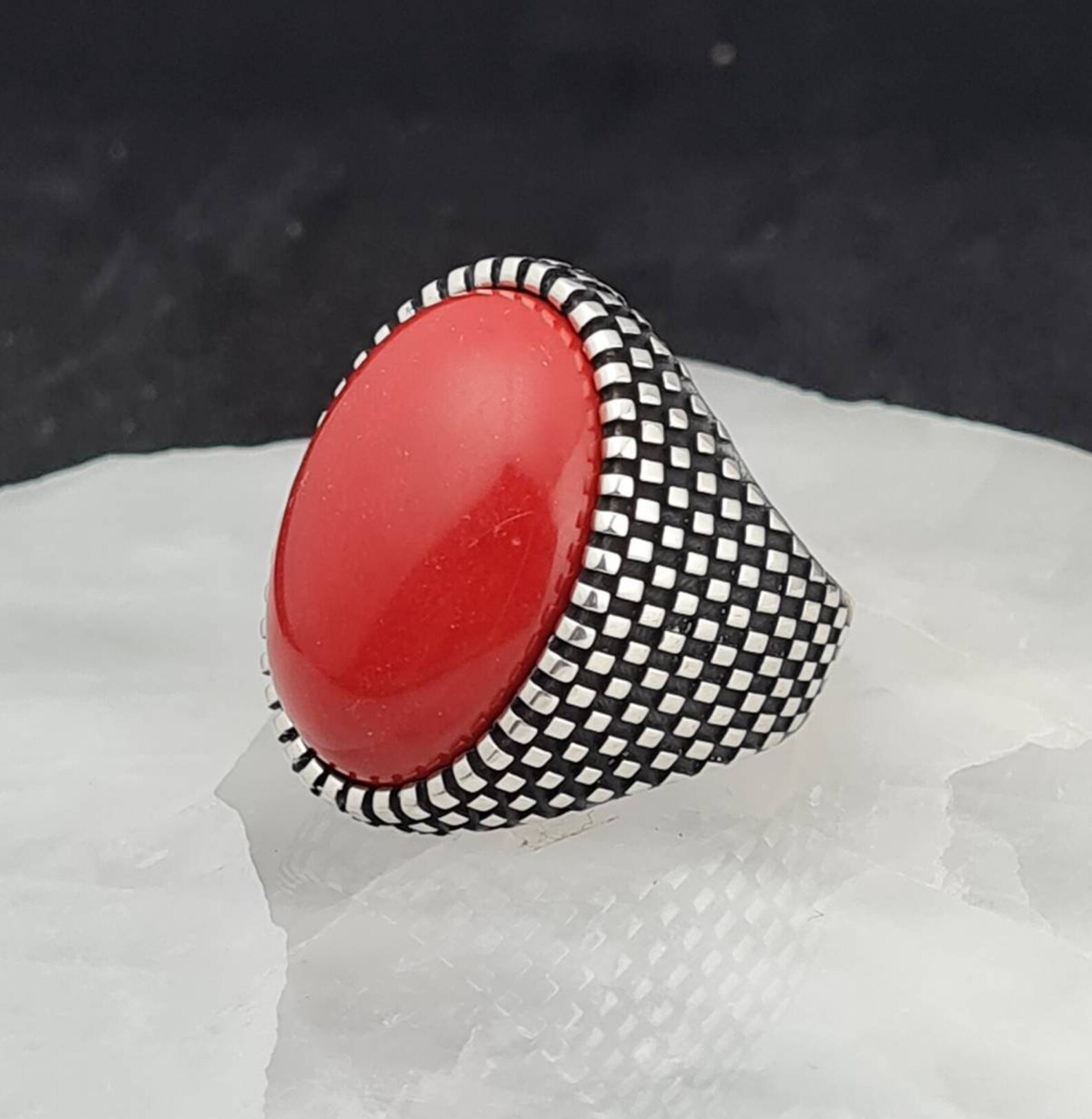 Coral Men Ringhandmade 925K Sterling Silver Men's Ring | Etsy