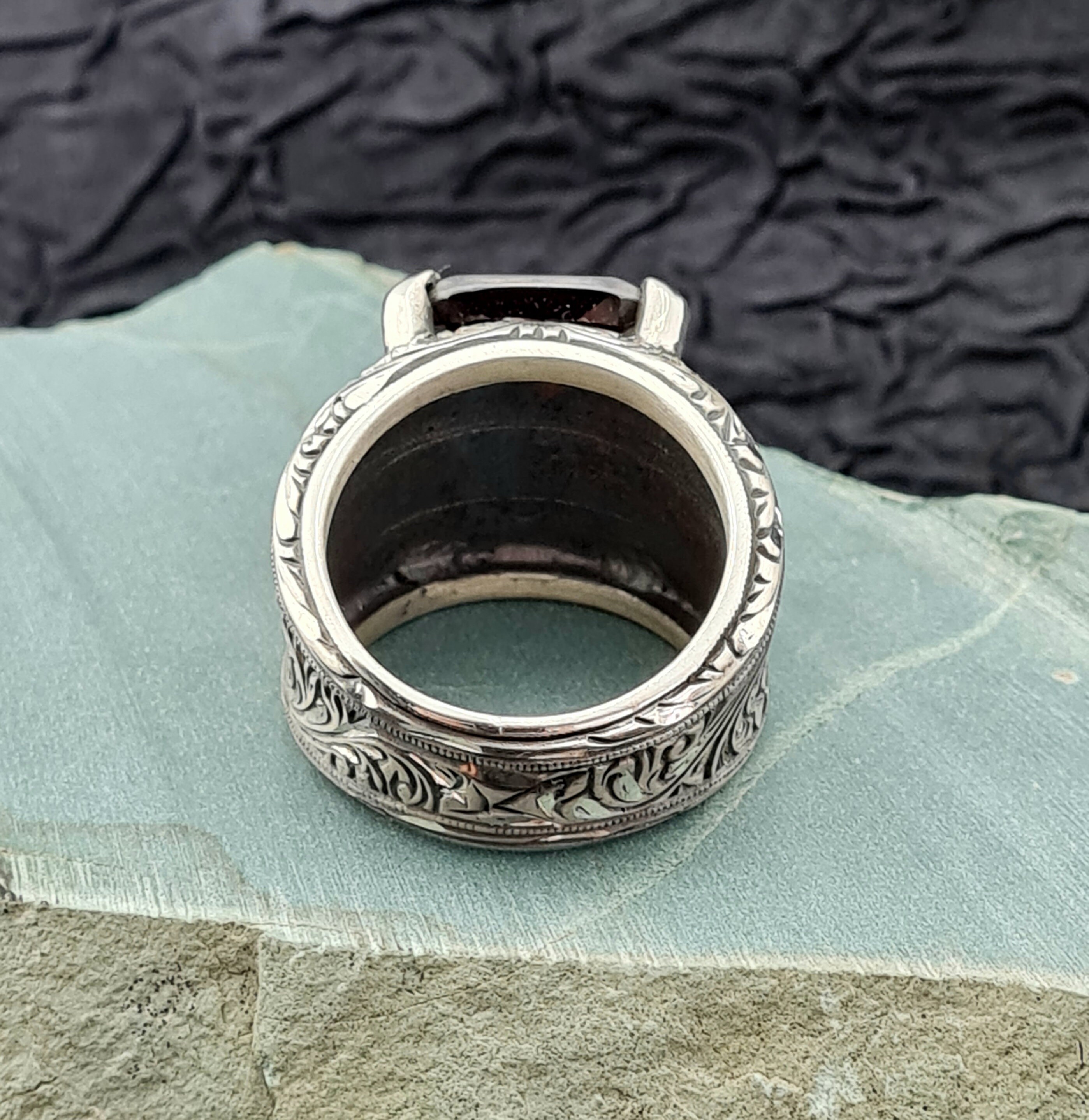 Signet Men's Ring 925 Sterling Silvergarnet Men - Etsy