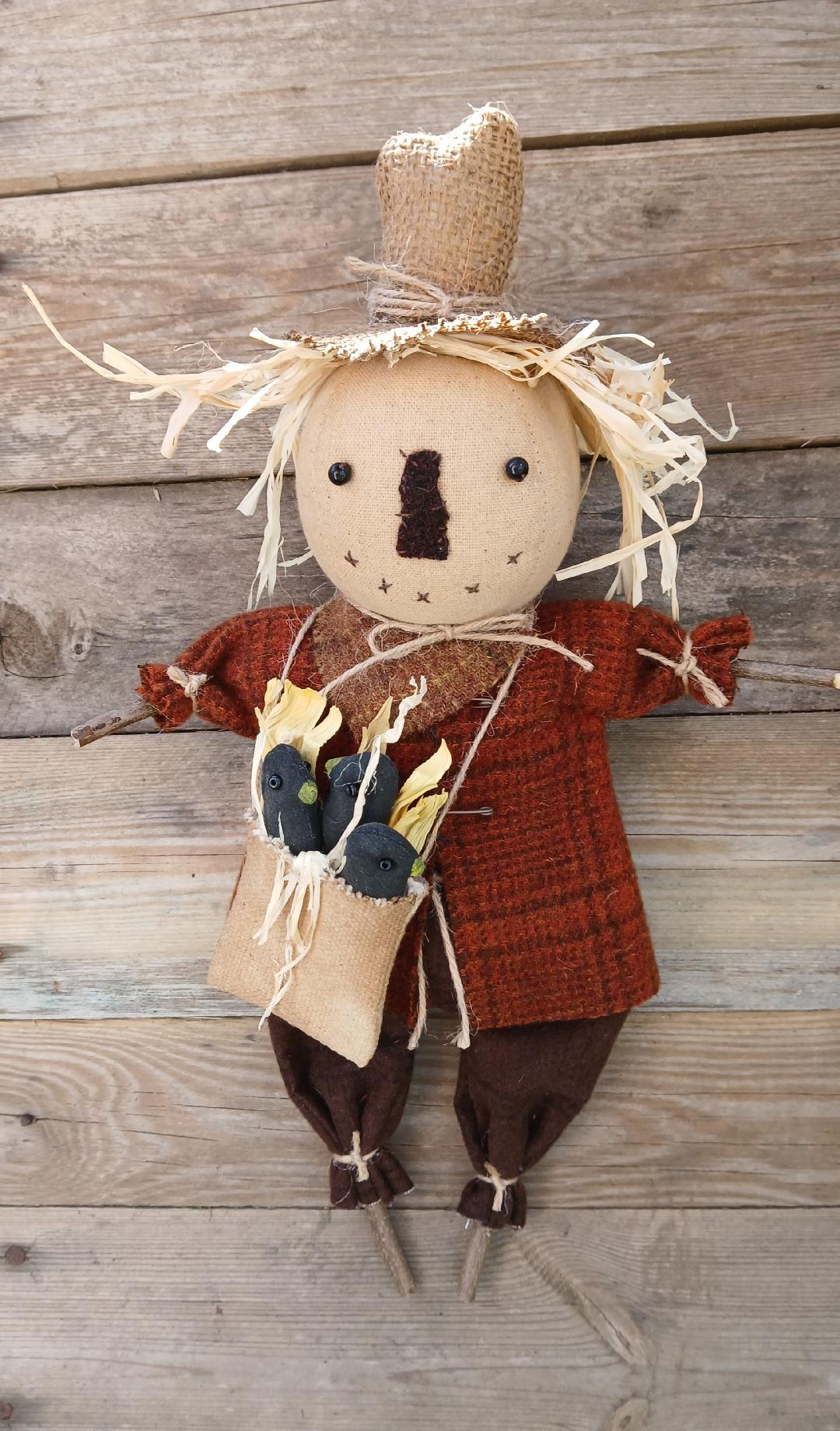 Primitive Fall Scarecrow Doll/ Hanger/jacks Crow Service/original ...