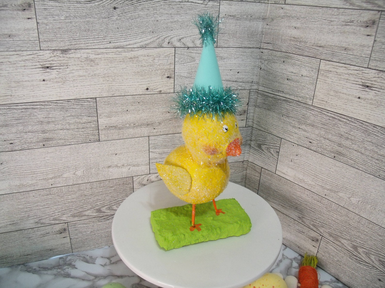 Primitive Farmhouse Paper Mache Easter Chick/handmade/spring Decor/peep ...