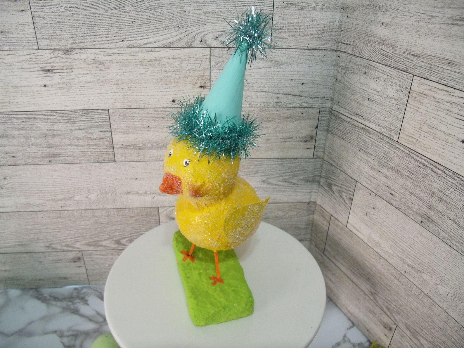Primitive Farmhouse Paper Mache Easter Chick/handmade/spring Decor/peep ...