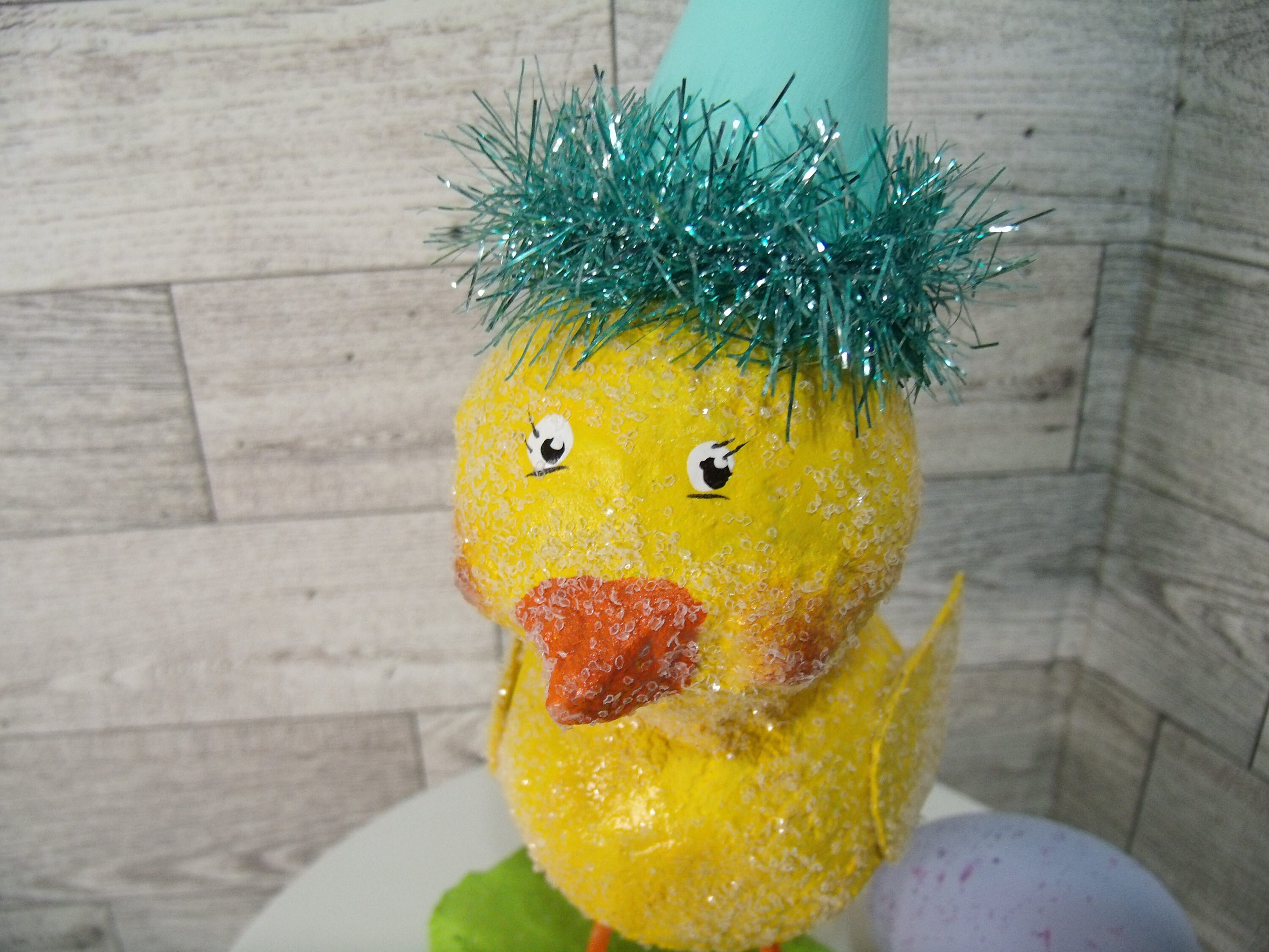Primitive Farmhouse Paper Mache Easter Chick/handmade/spring Decor/peep ...