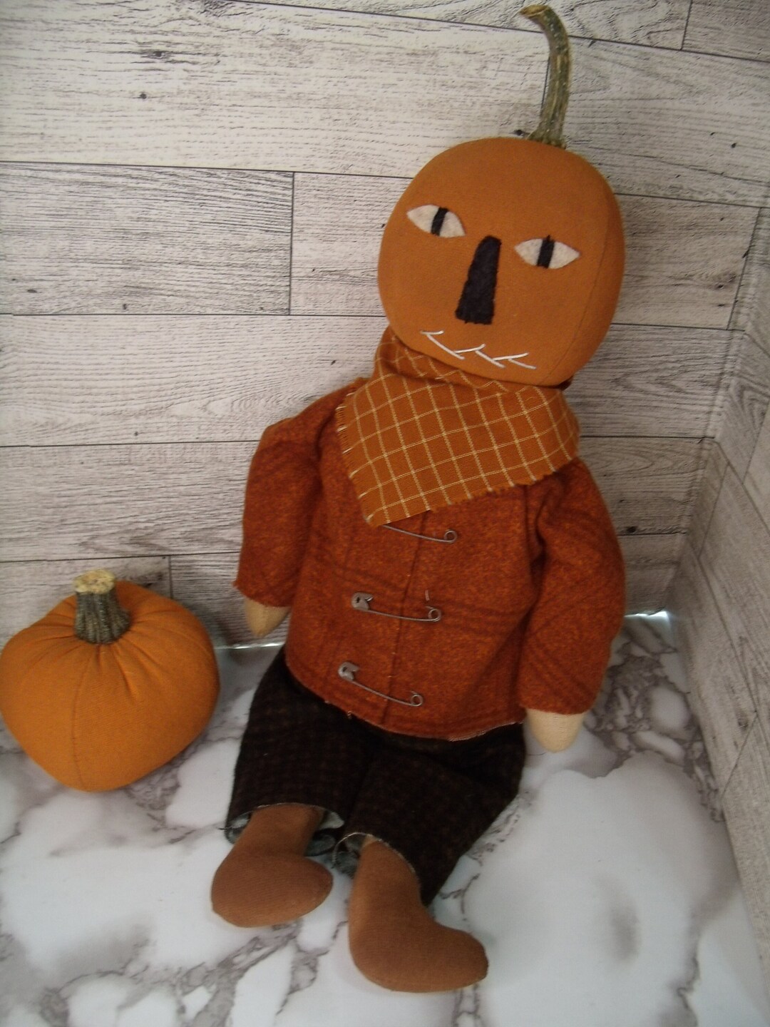 Primitive Pumpkin Pickin" Pete/pumpkin Head Doll/with Pumpkin/real ...