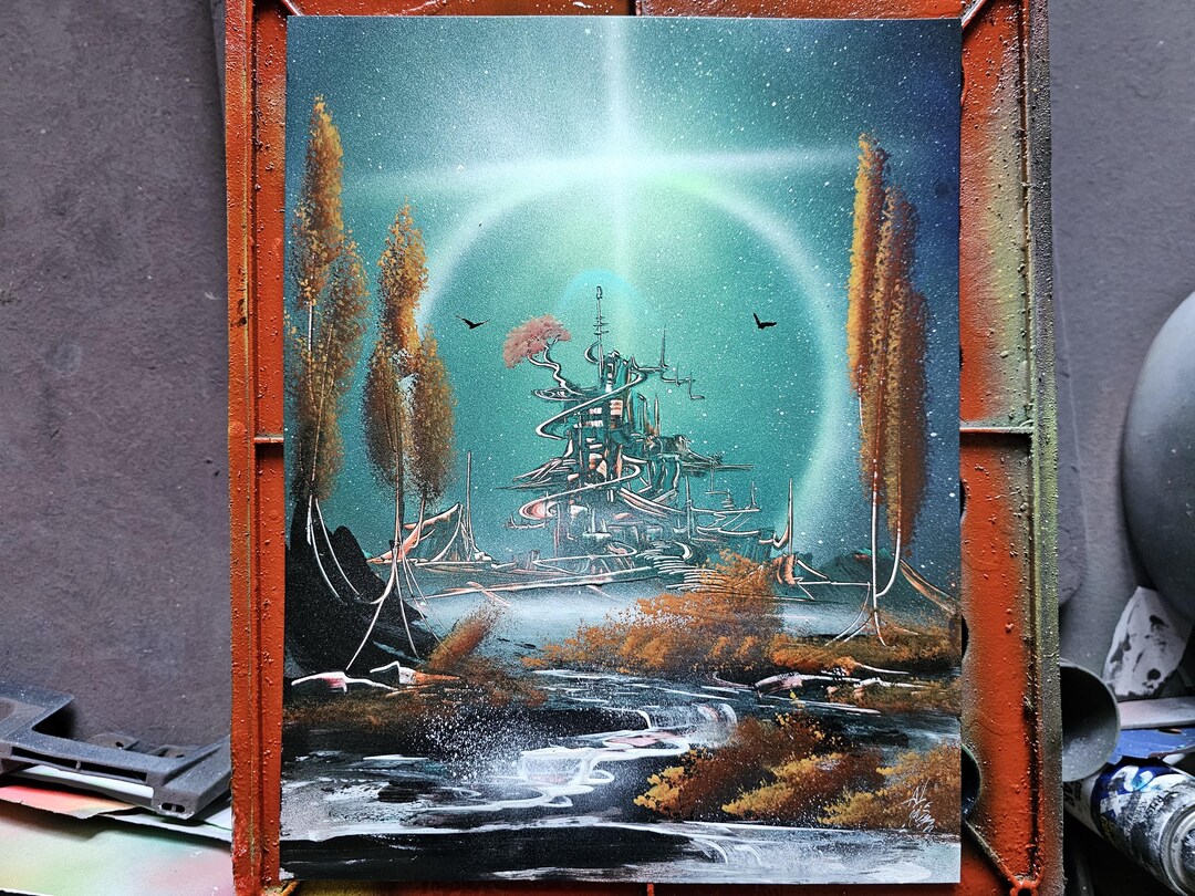 Bearers Tower Sci Fi Spray Paint Art - Etsy