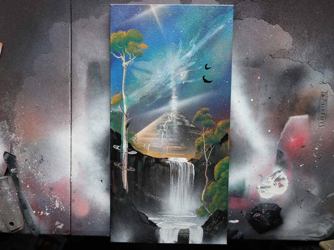 Pyramid Waterfall Spray Painting - Etsy
