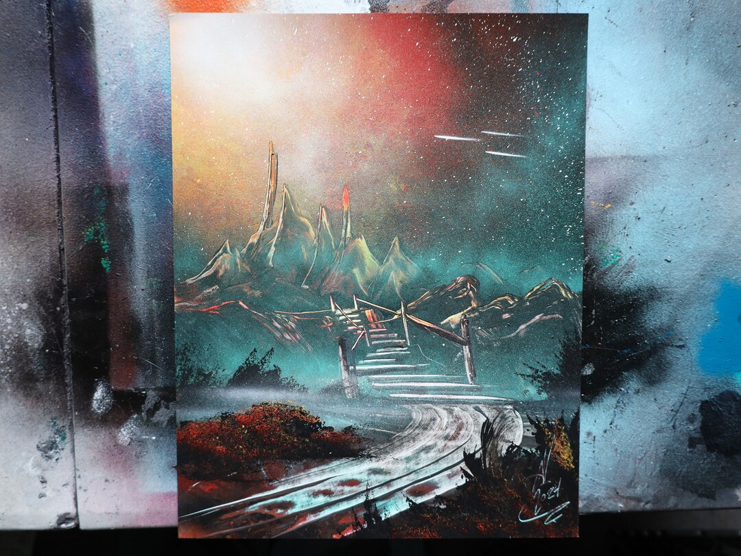 Sci-fi Landscape Spray Paint Art - Etsy