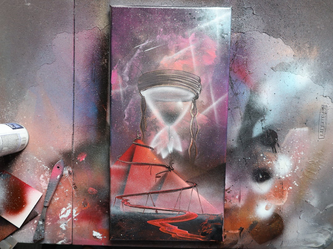 Hand-painted Pyramids Artwork on Canvas Spray Paint Art - Etsy