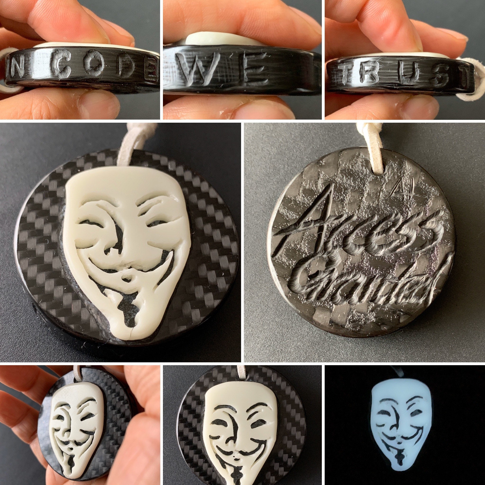 Anonymous Hacker Coin Pendant Glow in the Dark - Etsy