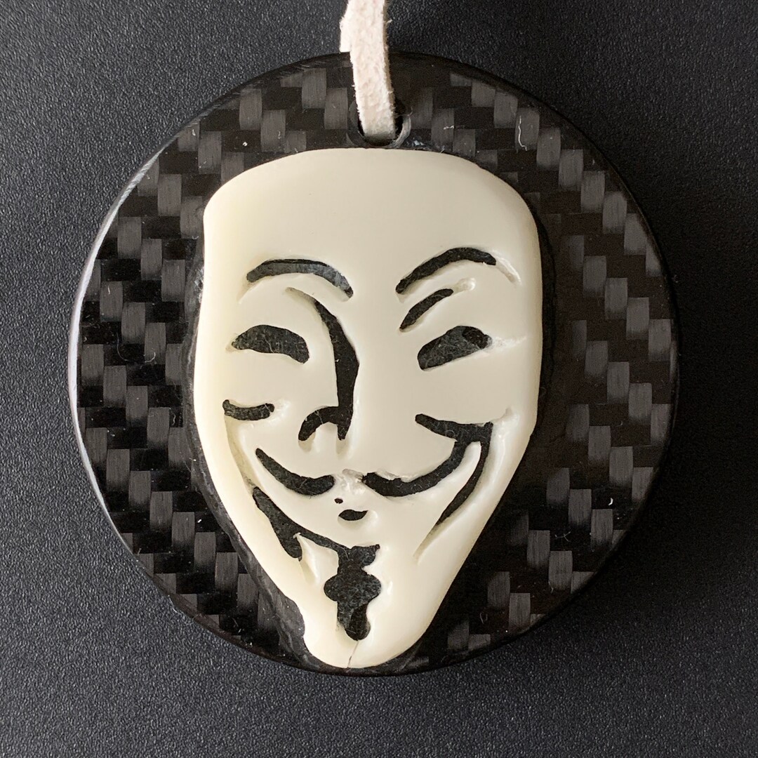 Anonymous Hacker Coin Pendant, Glow-in-the-dark, Carbon Fiber - Etsy