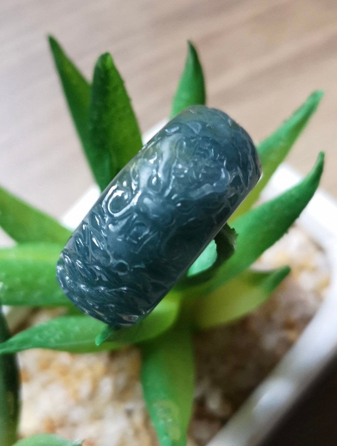 New Item Blue Jadeite Ring in Dragon Design - Etsy