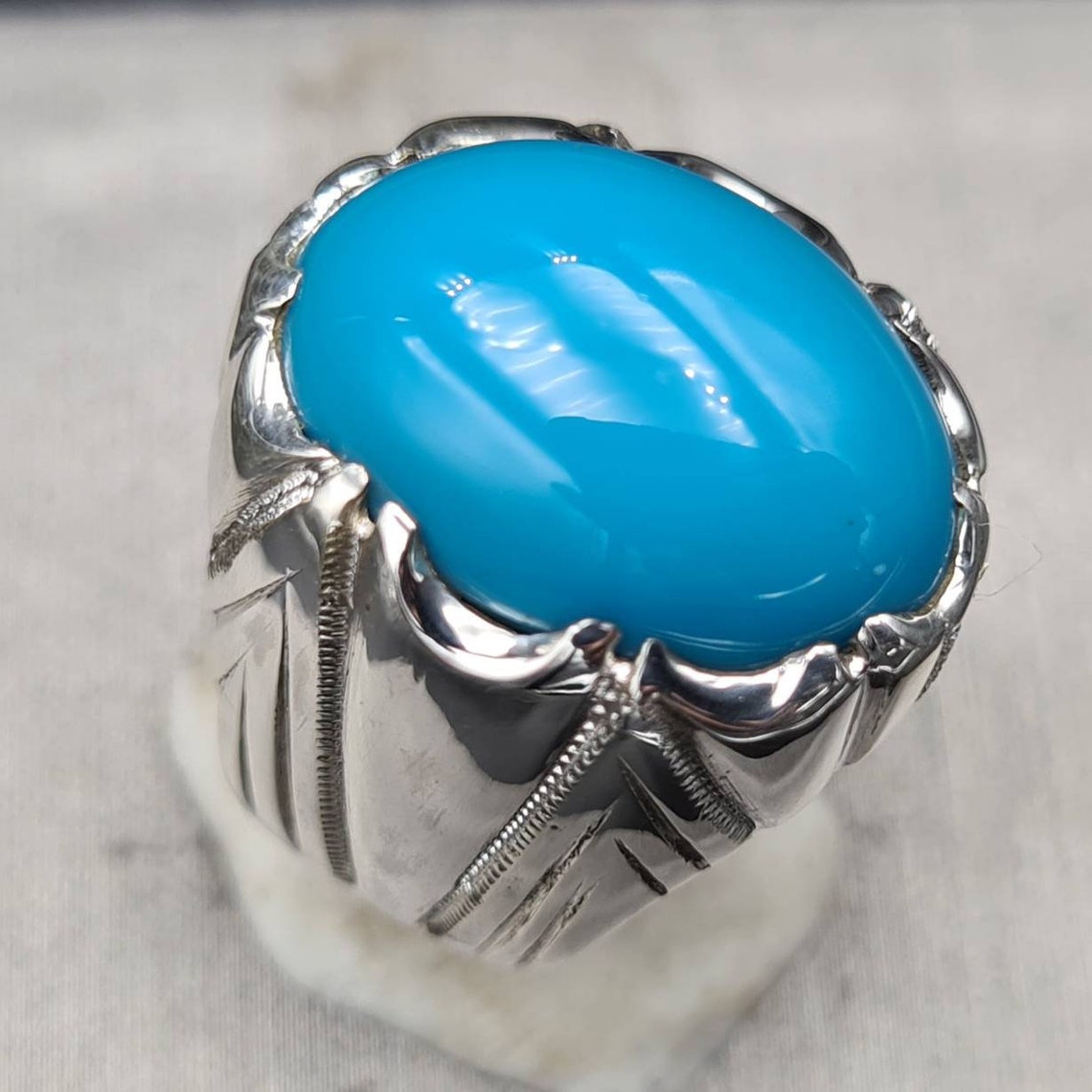Beautiful Super Clean Blue Dark Feroza Ring Dark Deep Beautiful Color ...