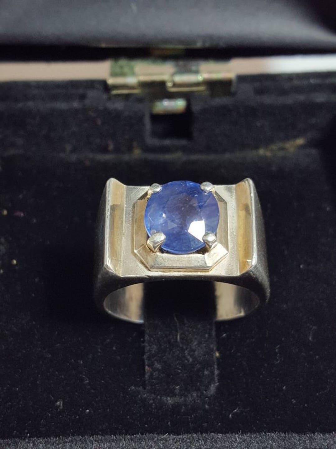 Natural Sapphire Ring Dark Blue Real Sapphire Stone Neelam Stone Ring ...