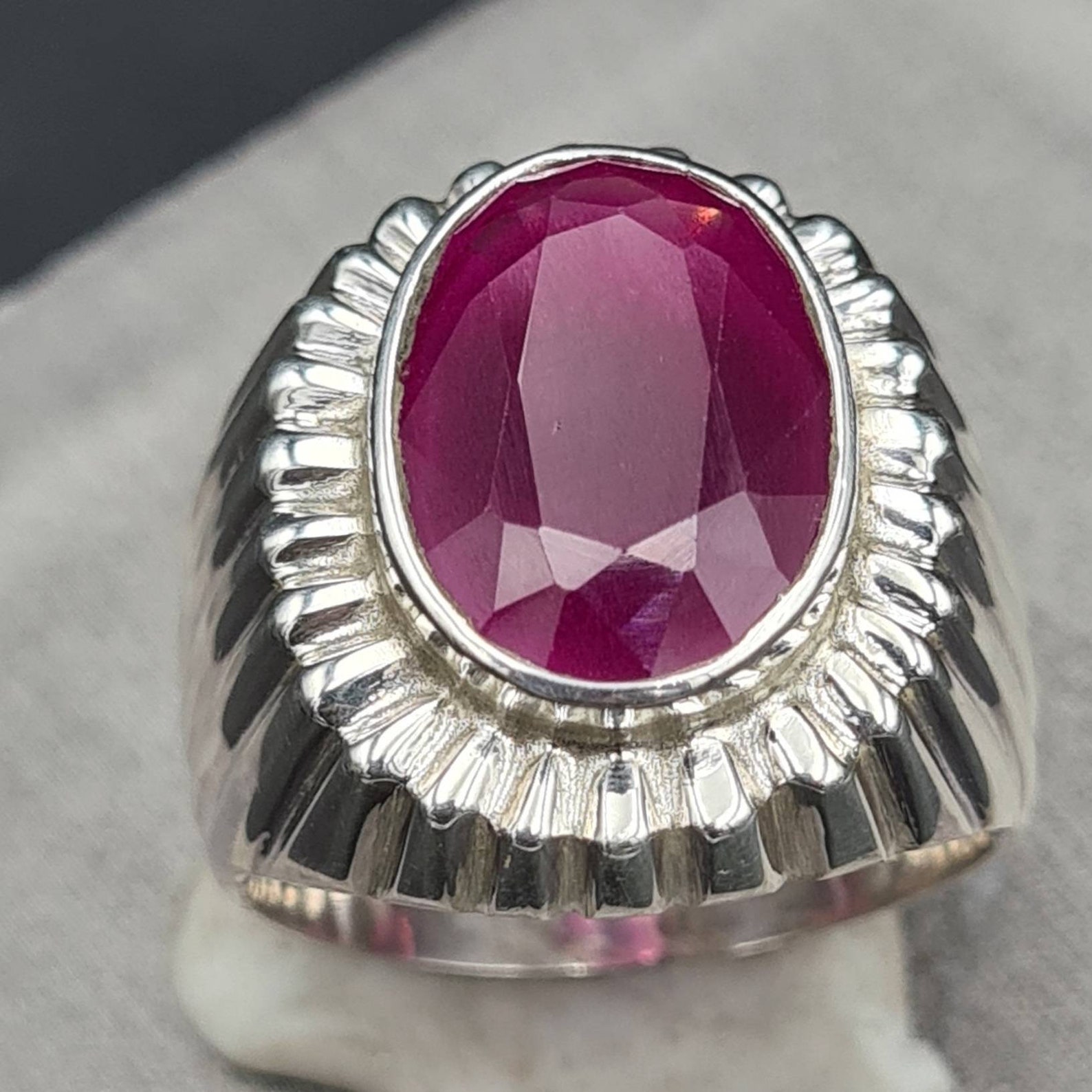 Dark Red Mens Ruby Ring From African Mines High Quality Flux Filled ...