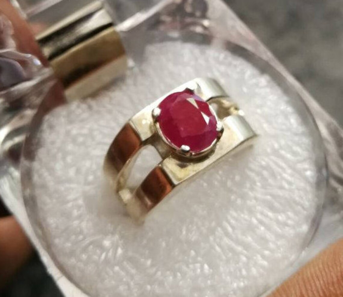 Certified Ruby Ring Unheated Untreated Afghan Ruby Dark Blood Red Ruby ...