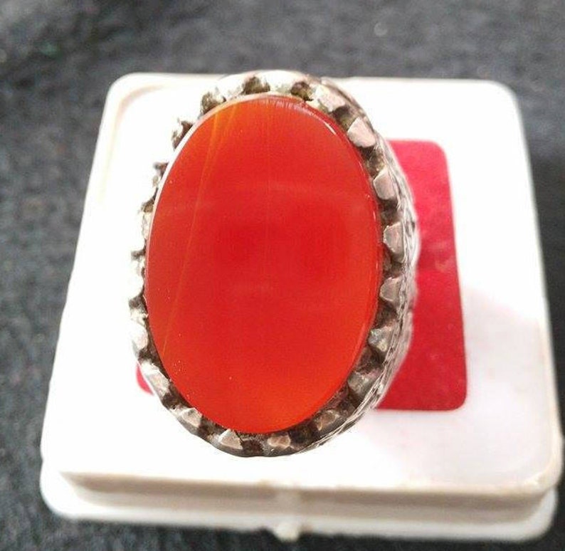 Natural Yemeni Aqeeq Ring Agate Mens Ring Real Stone Big | Etsy