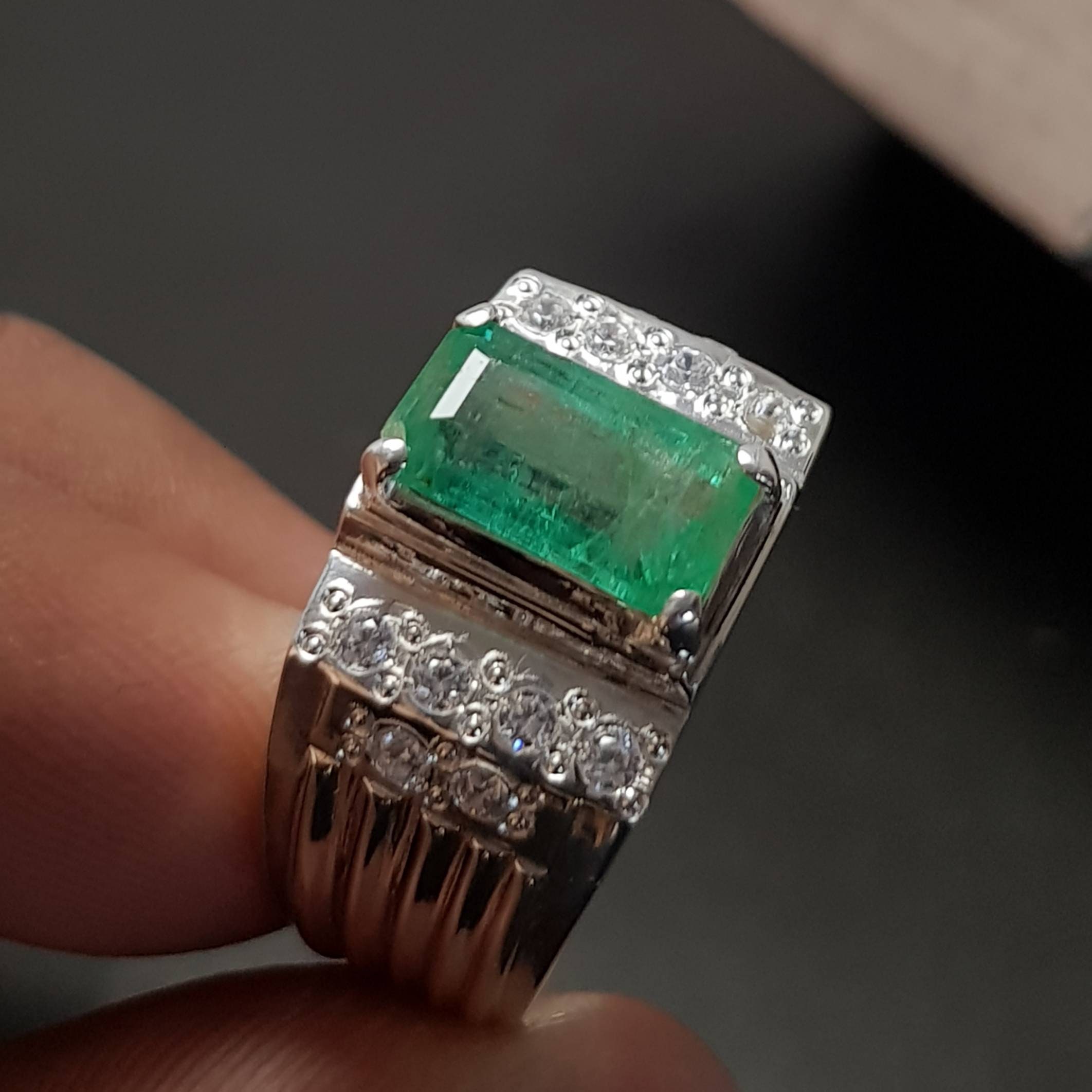 Real Emerald Ring Zamurd Stone Ring Natural Emerald Rings Mens Emerald ...