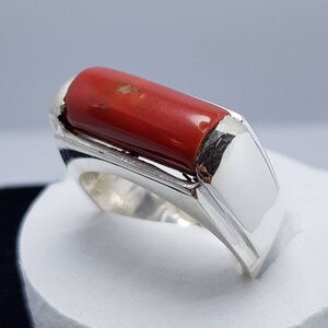 Real Dark Deep Red Beautiful Coral Ring Coral Rings for Men Coral Stone ...