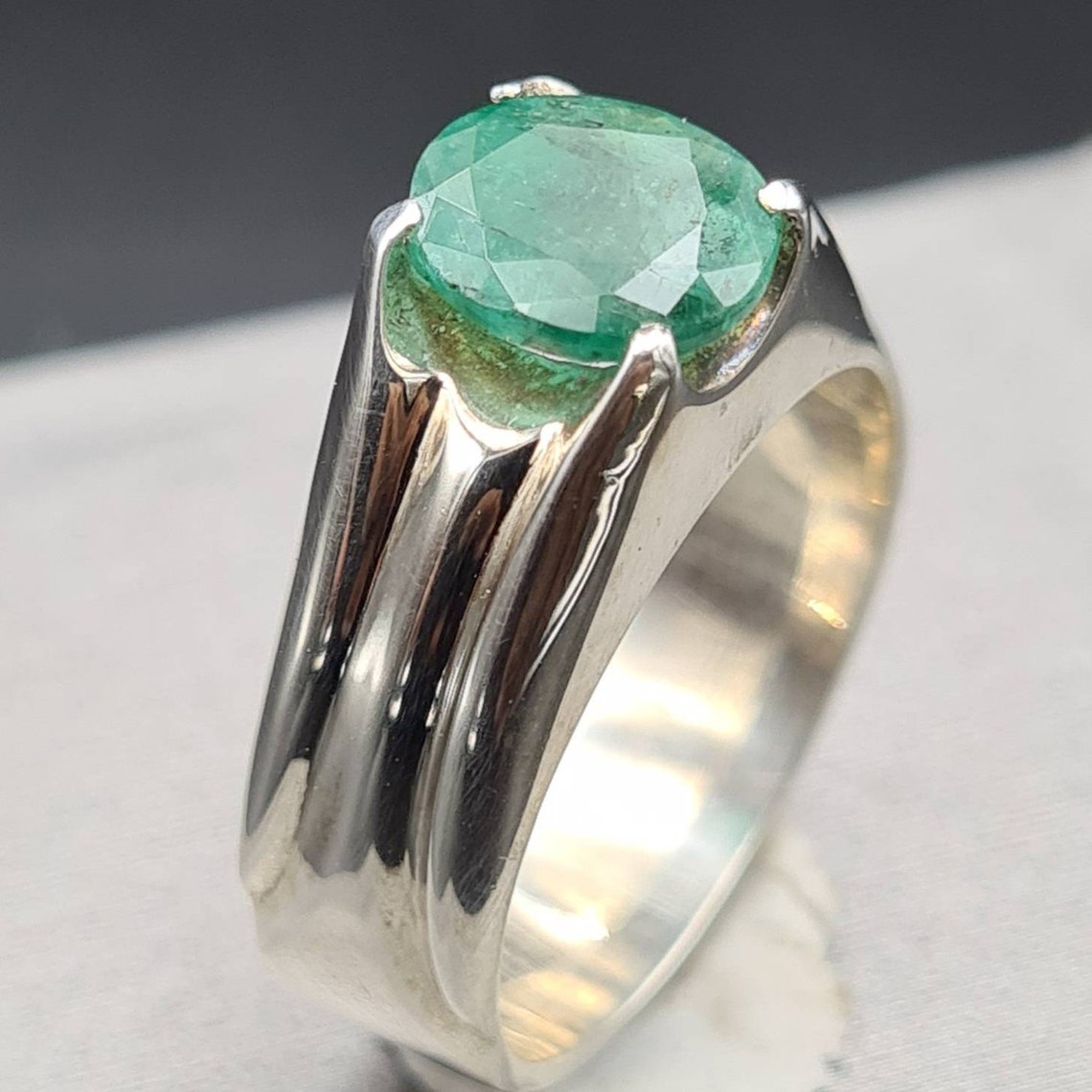 Zambian Emerald Ring Zamurd Rings Gemstone Rings Green Stone Ring ...