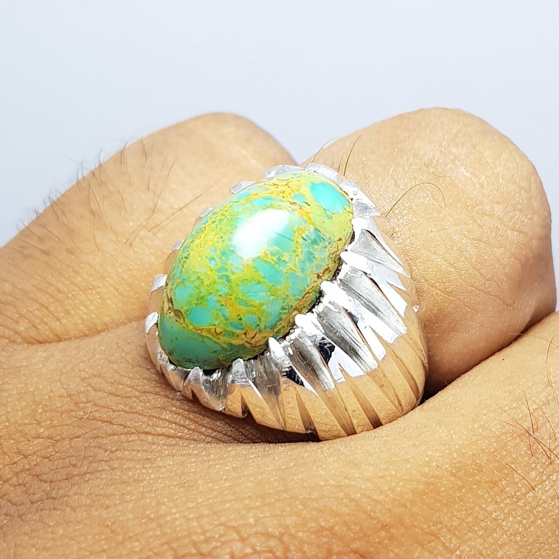 Big Oval Shape Feroza Ring Sabza Ring Dark Feroza Ring Mens | Etsy