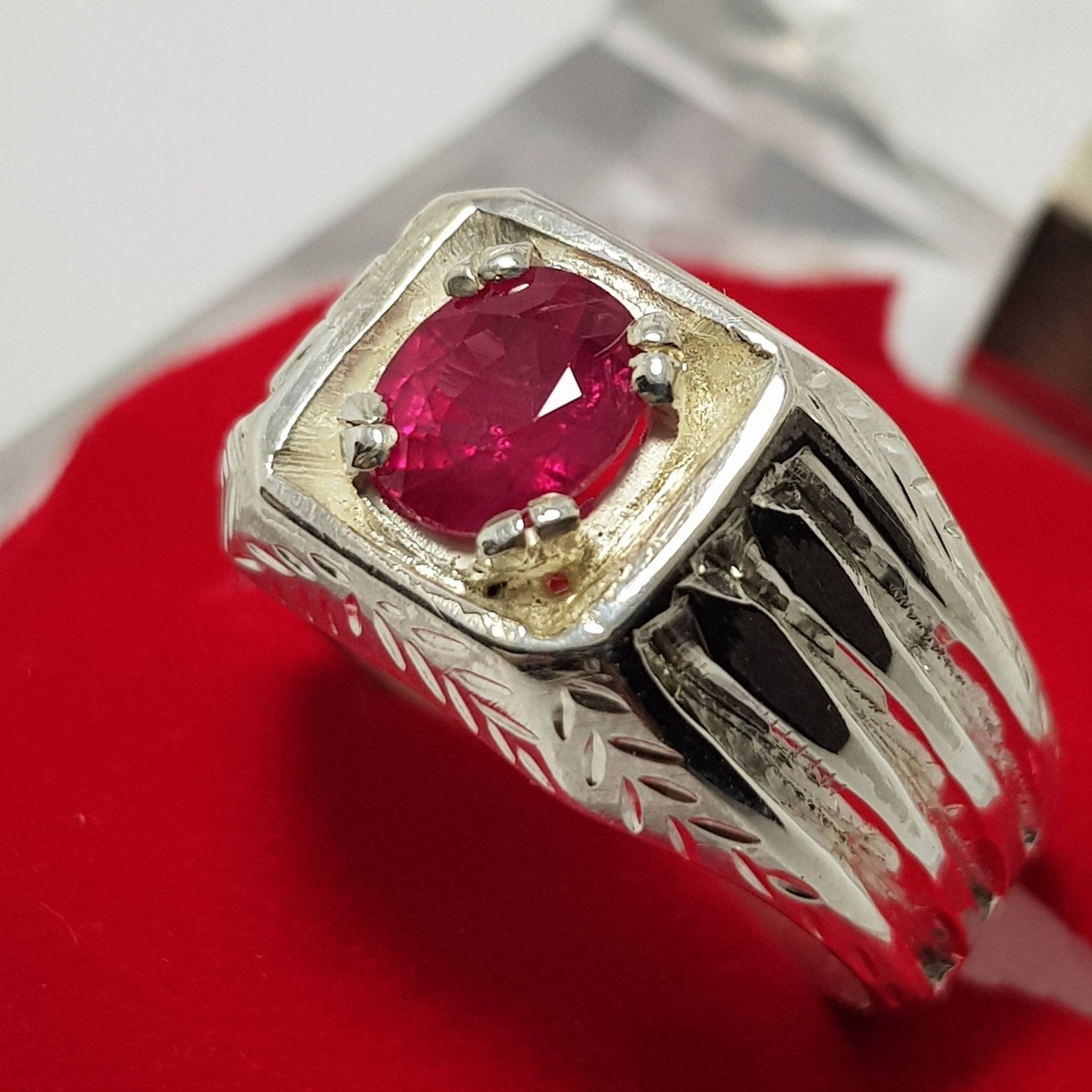 Reserved Mens Ruby Ring Antique Ruby Ring Real 1.5 Ct - Etsy