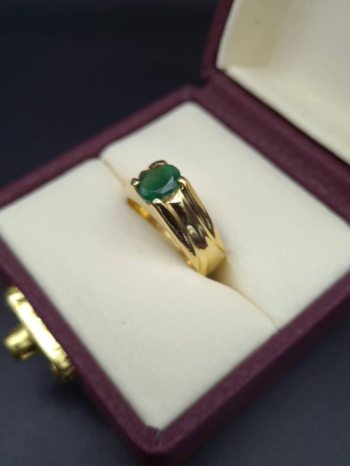 Natural Emerald Ring for Men, Swat Emerald Stone in Gold Plated ...
