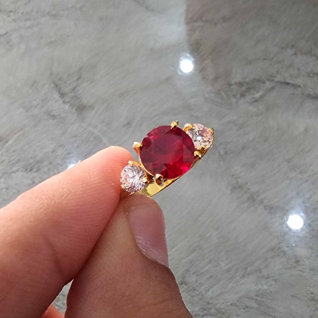18k Gold Ruby Ring for Men Engagement Rings in Gold With Ruby Stone in ...