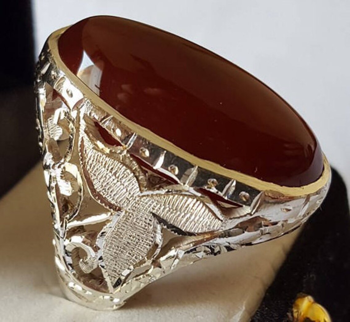 Dark Brown Yemeni Aqeeq Ring Akik Rings Aqeeq Stone Ring Aqeeq | Etsy