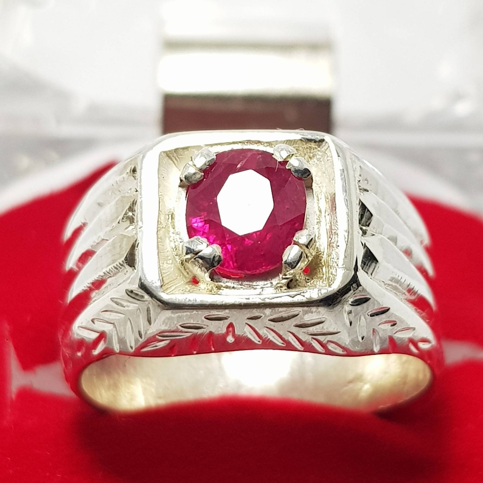 Reserved Mens Ruby Ring Antique Ruby Ring Real 1.5 Ct - Etsy