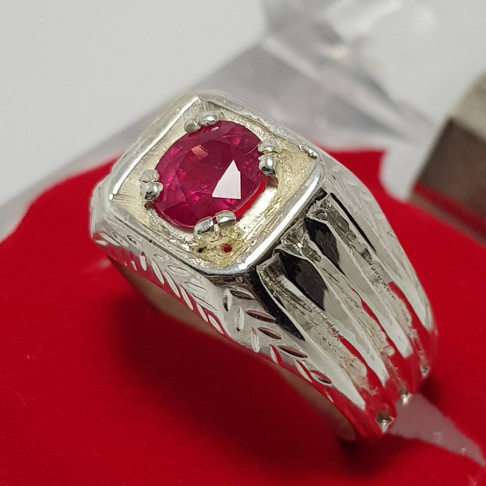 Reserved Mens Ruby Ring Antique Ruby Ring Real 1.5 Ct - Etsy