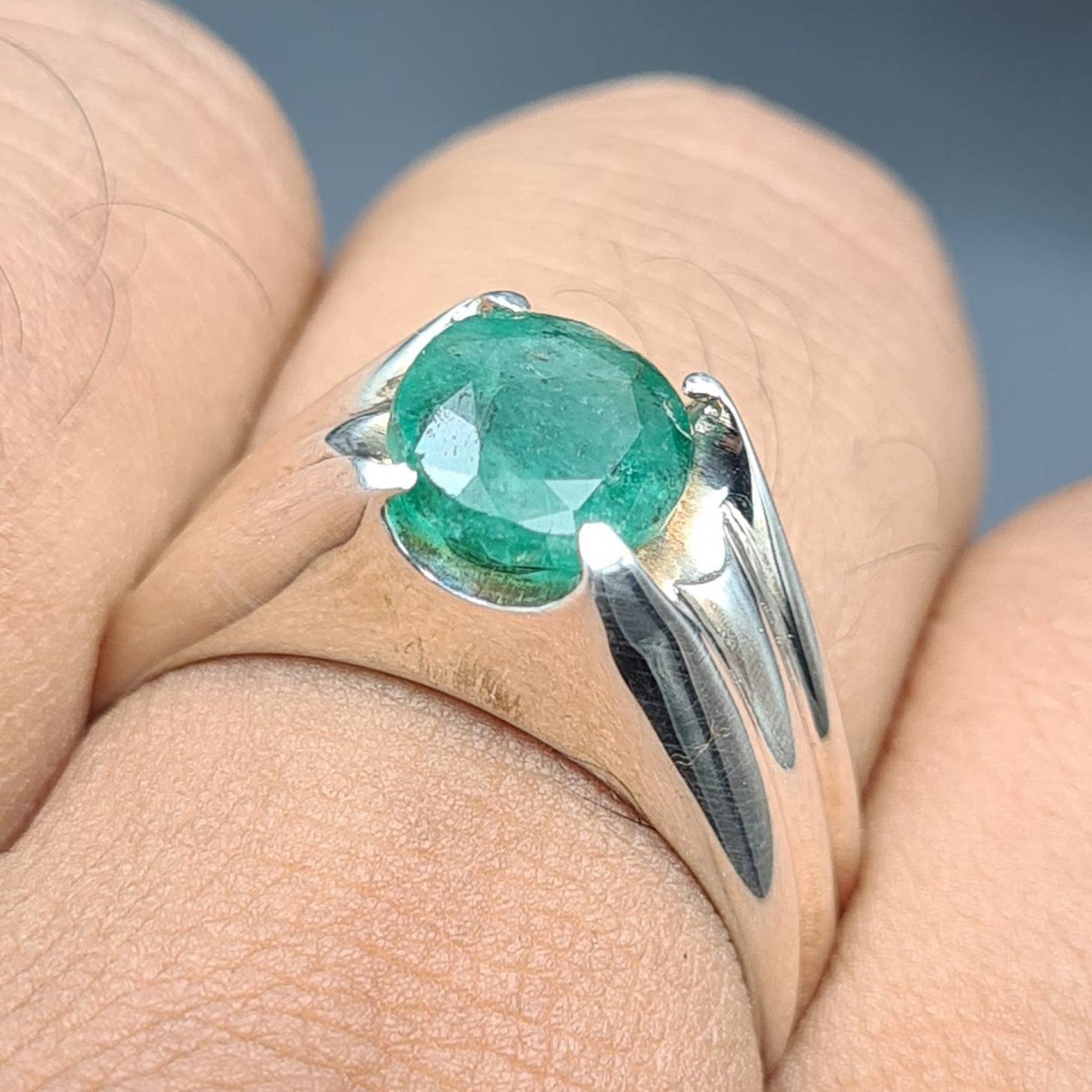 Zambian Emerald Ring Zamurd Rings Gemstone Rings Green Stone Ring ...