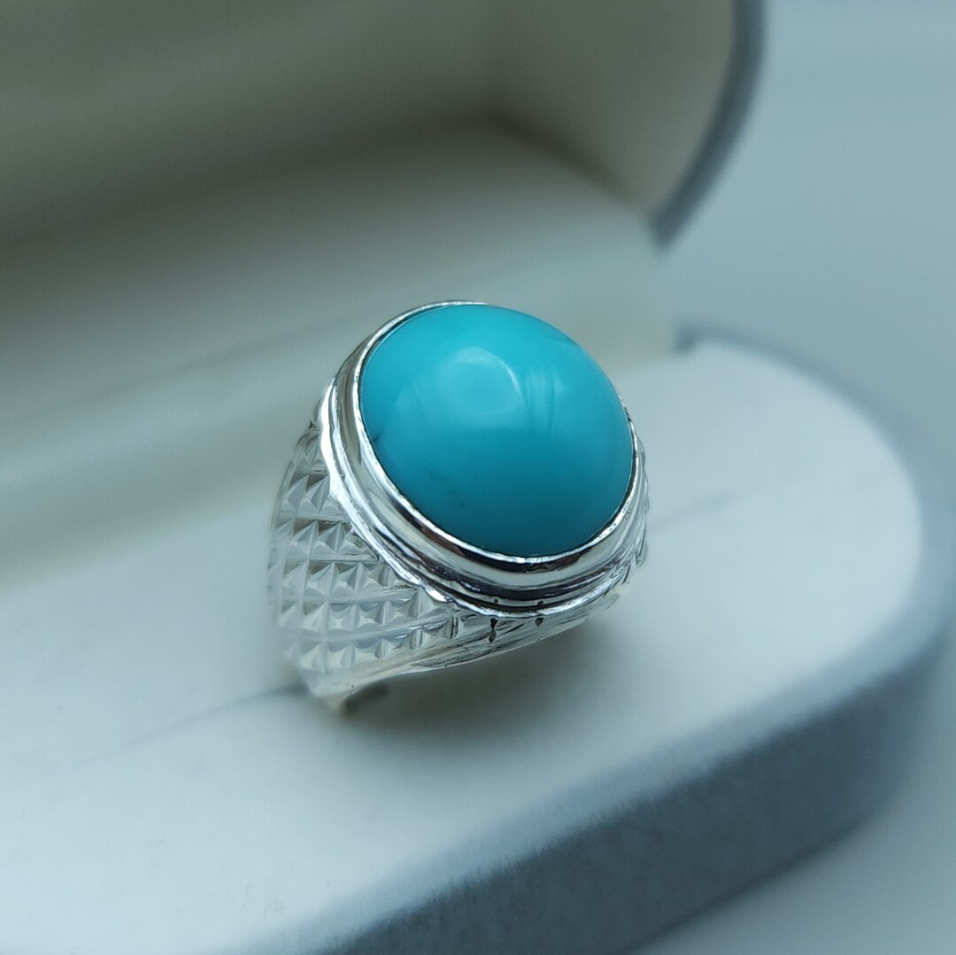 Super Clean Beautiful Big Feroza Ring Neyshabpuri Turquoise Ring Real ...