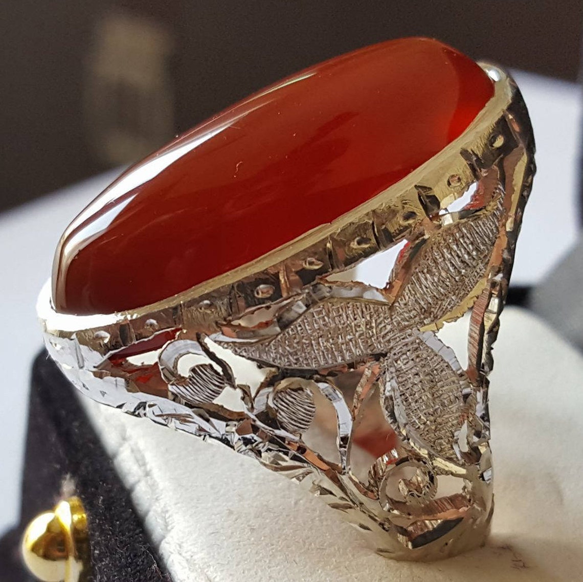 Dark Brown Yemeni Aqeeq Ring Akik Rings Aqeeq Stone Ring Aqeeq | Etsy