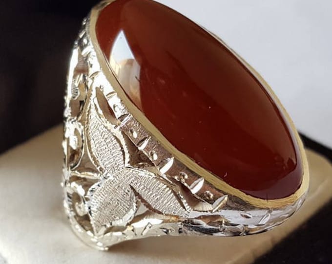 Dark Brown Yemeni Aqeeq Ring Akik Rings Aqeeq Stone Ring Aqeeq Stone ...