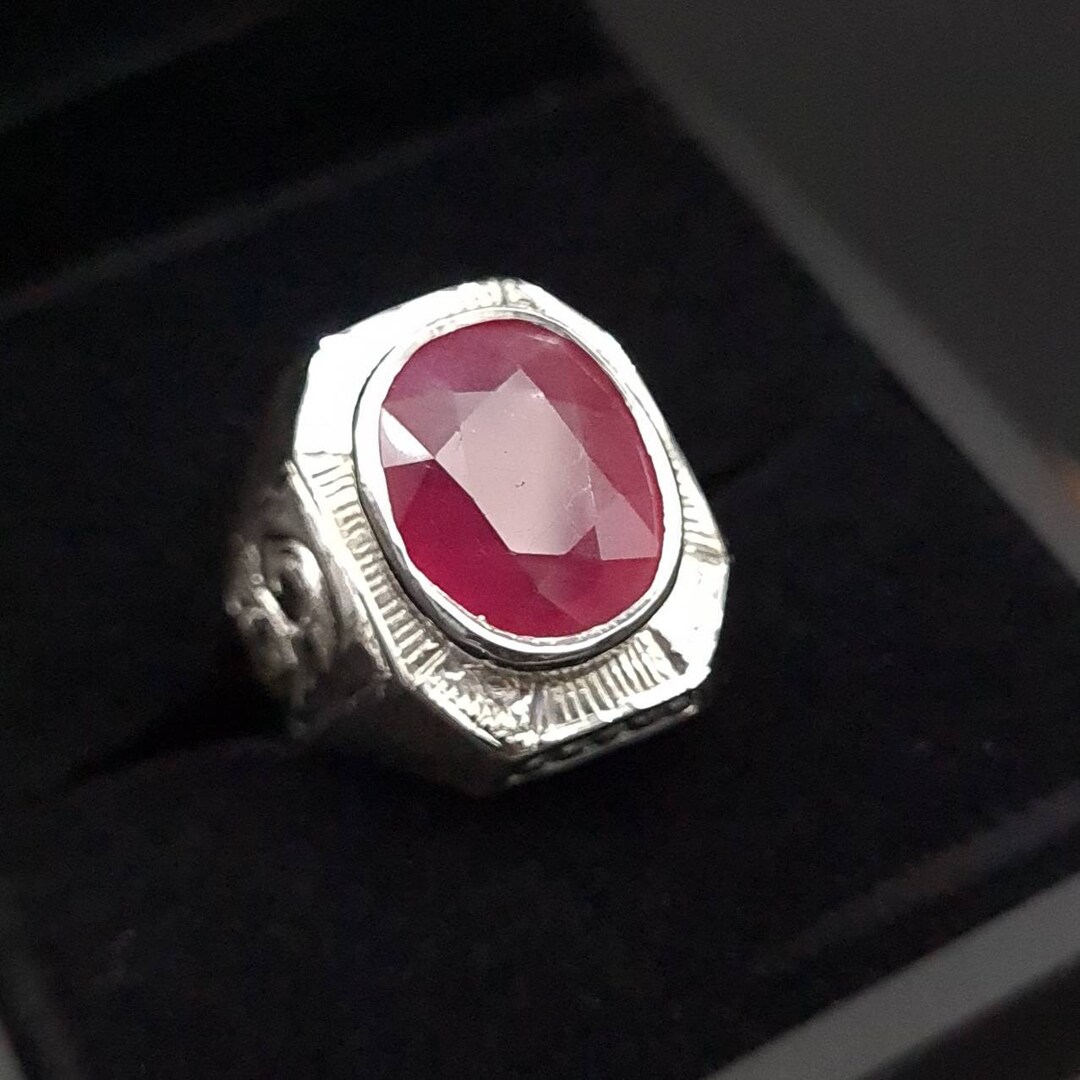 Dark Red Mens Ruby Ring From African Mines High Quality Flux Filled ...