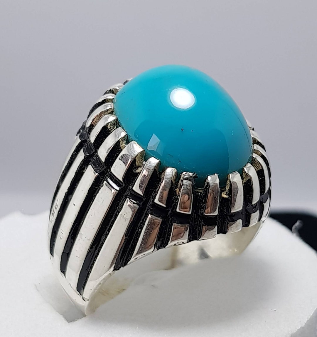 Dark Blue Feroza Ring Turquoise Rings Nishapuri Feroza New Elegant Ring ...