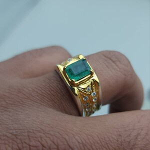 Mens Emerald Wedding Ring Top Quality Zambian Emerald Rings for Men and ...