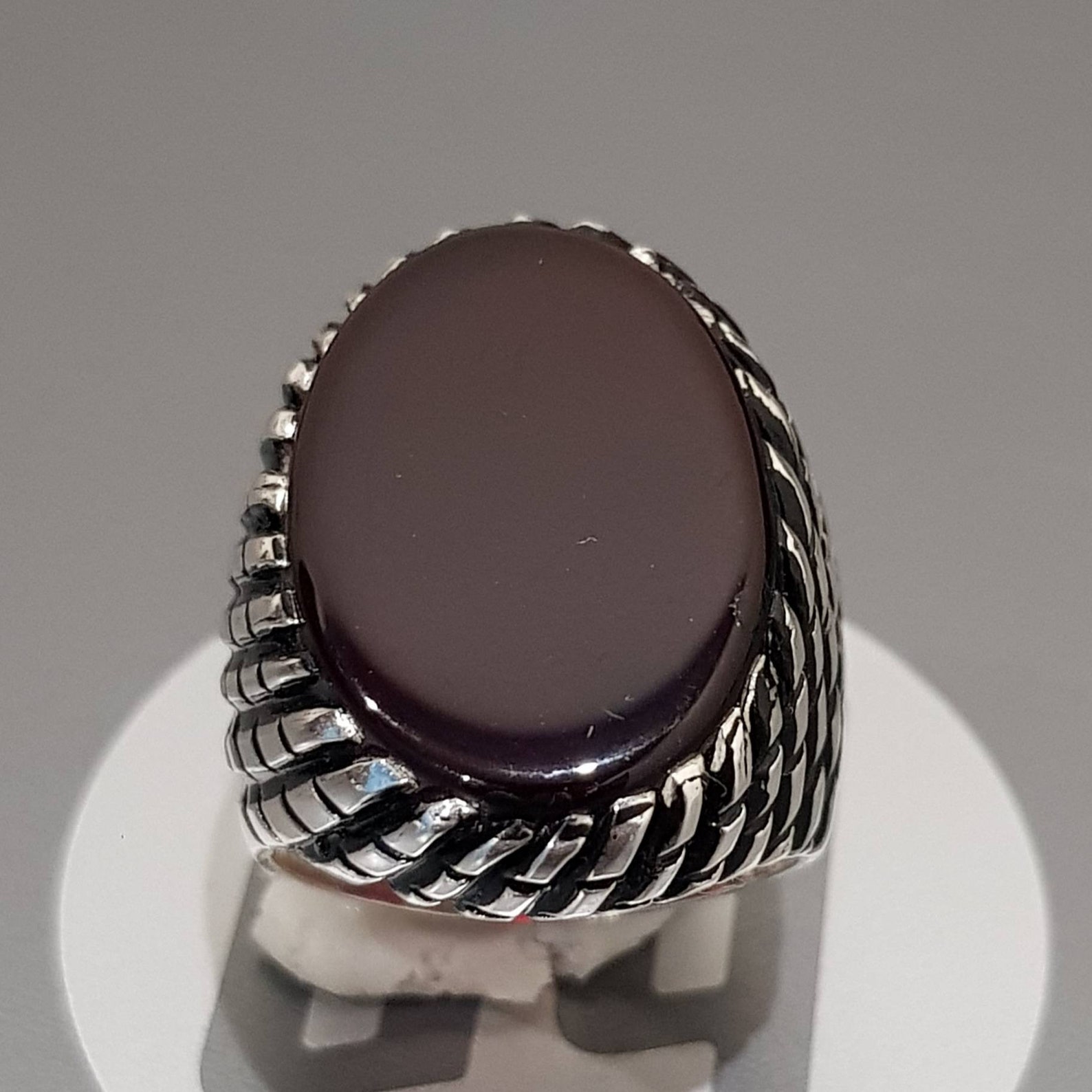 Real Yemeni Aqeeq Ring Kabadi Black Dark Deep Blood Red Aqeeq Ring Akik ...